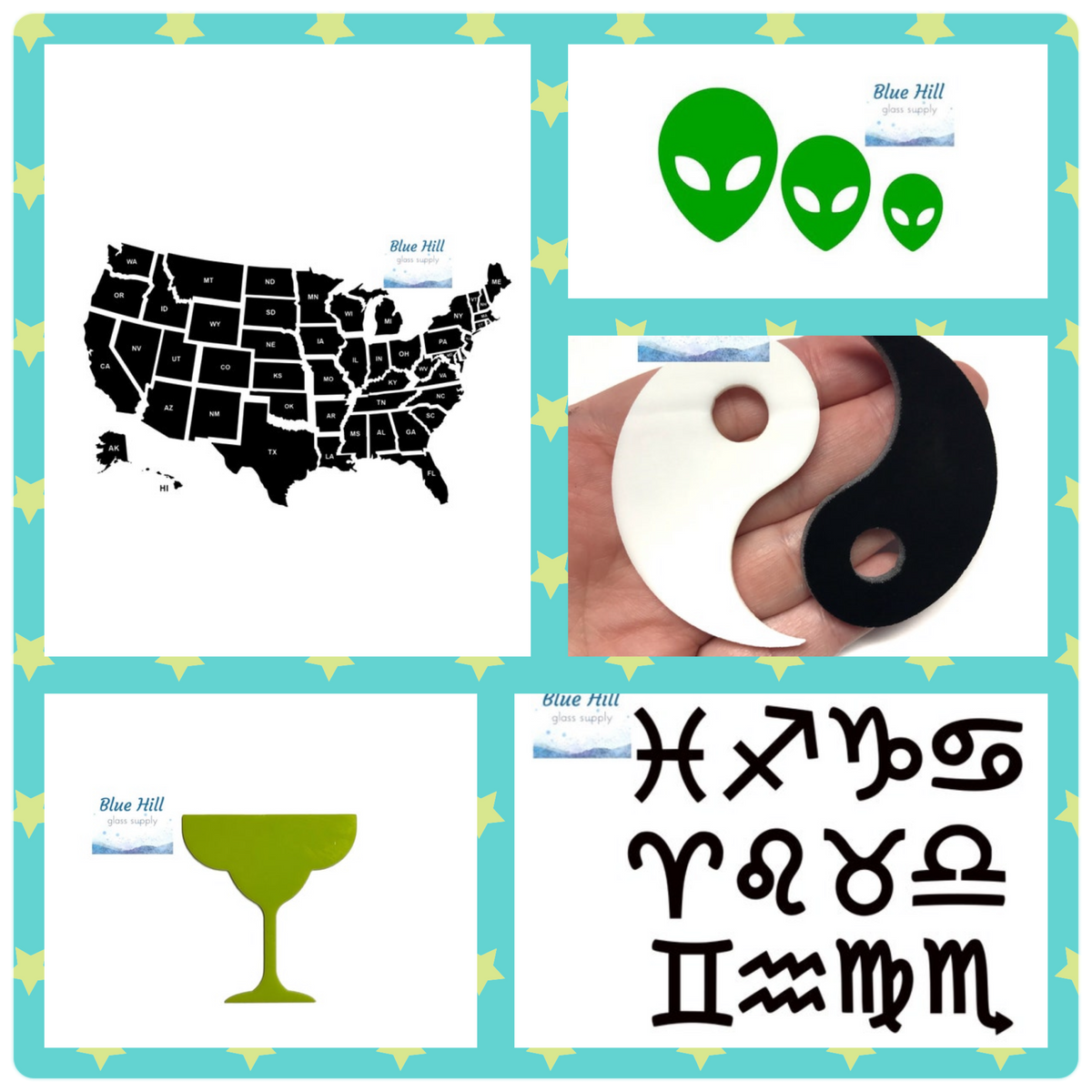 Precut Glass Symbols and Shapes – Blue Hill Glass