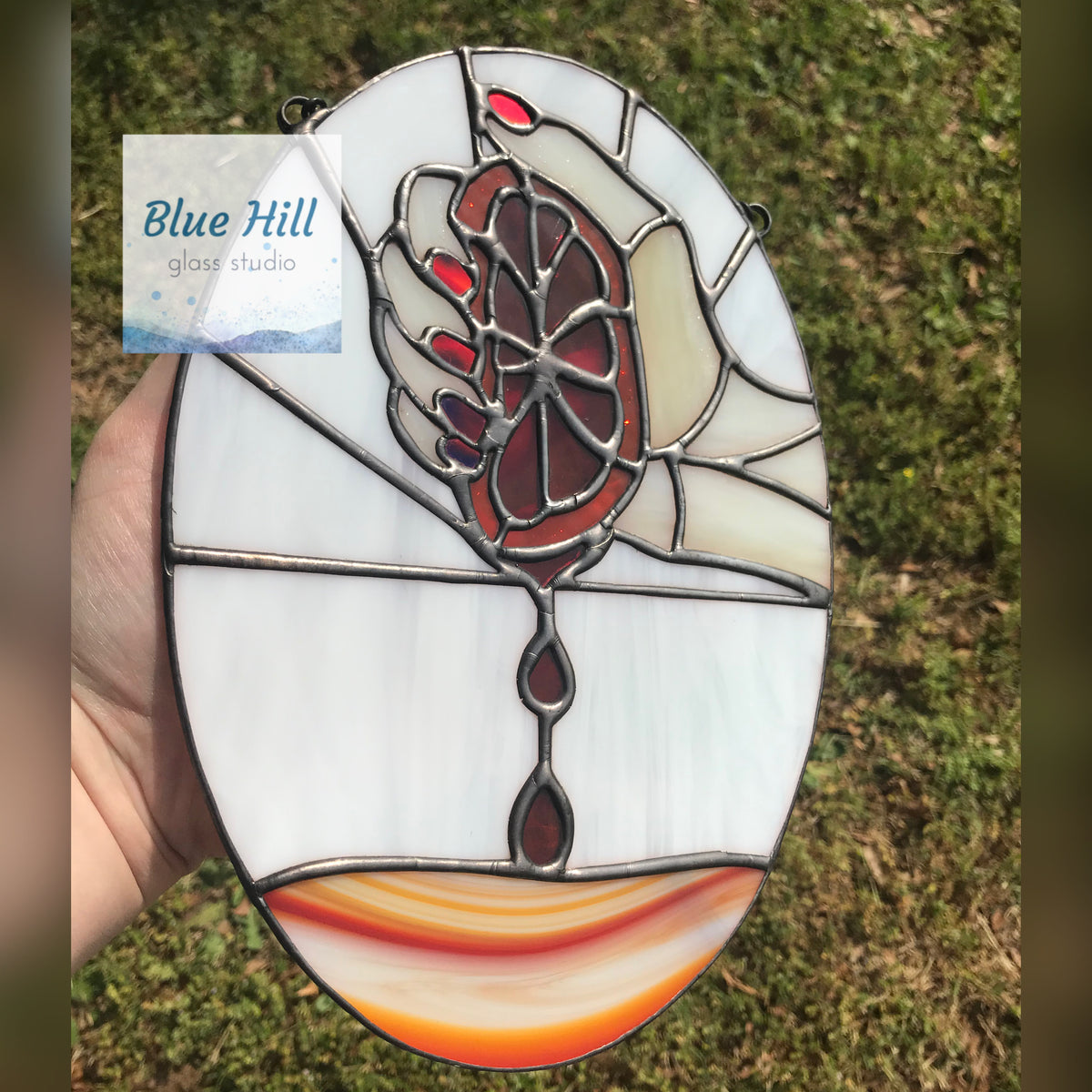 Blueberries stained glass suncatcher – Blue Hill Glass