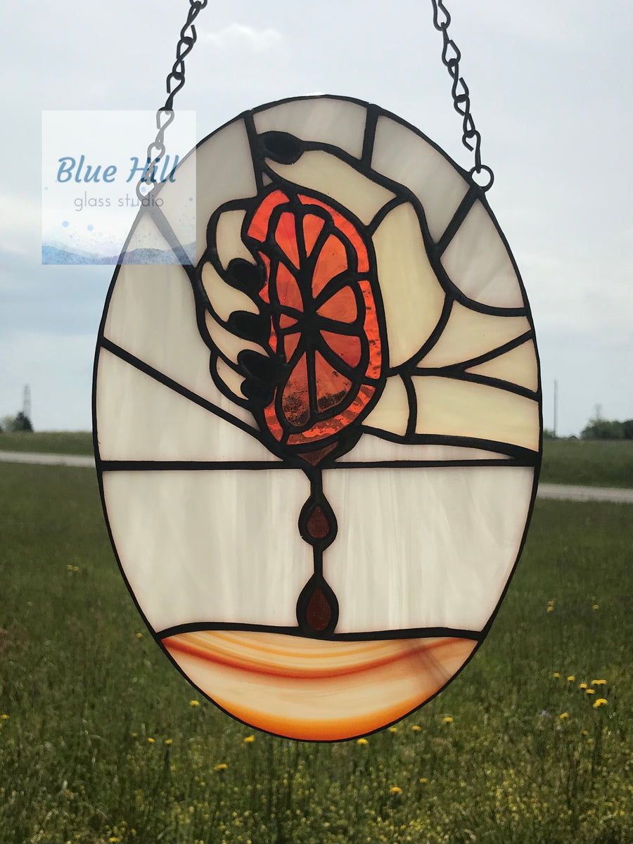 Blueberries stained glass suncatcher – Blue Hill Glass
