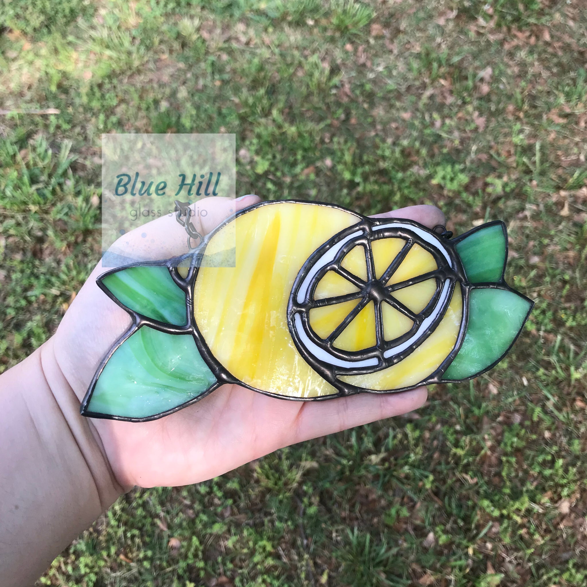 Blueberries stained glass suncatcher – Blue Hill Glass