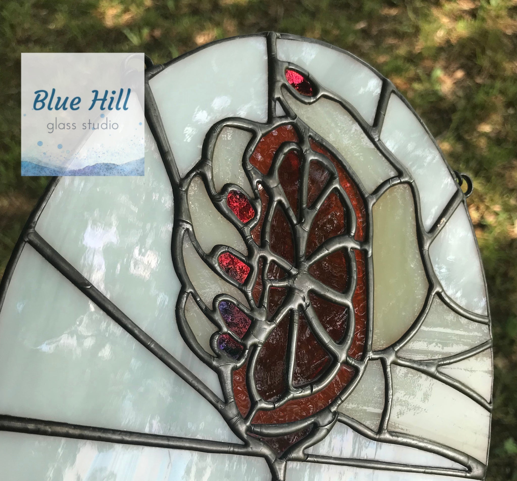 Blueberries stained glass suncatcher – Blue Hill Glass