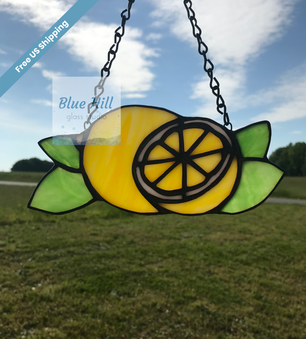 Blueberries stained glass suncatcher – Blue Hill Glass