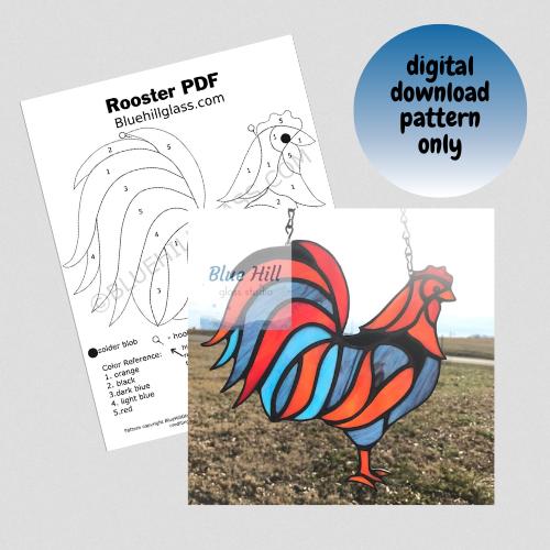 Rooster Stained Glass Pattern - Digital Download Only - Stained Glass ...